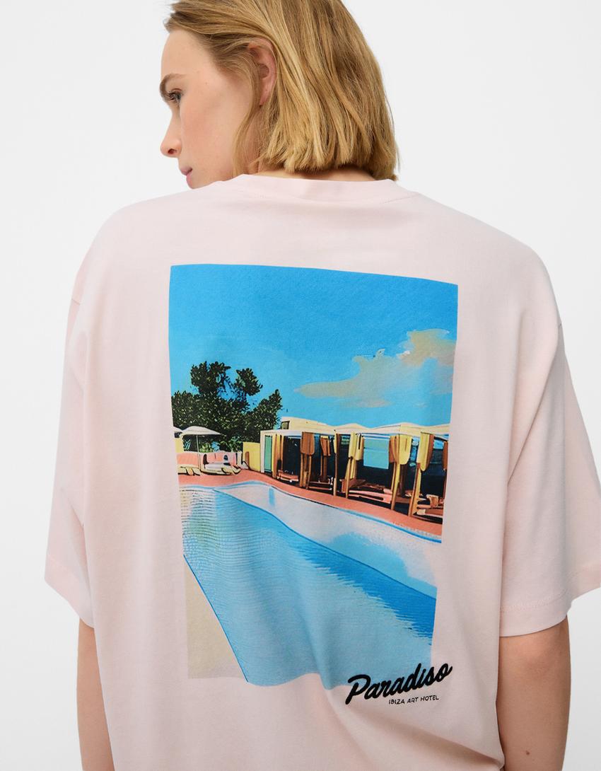 Tricou BERSHKA x PARADISO mânecă scurtă print - Bărbați | Bershka