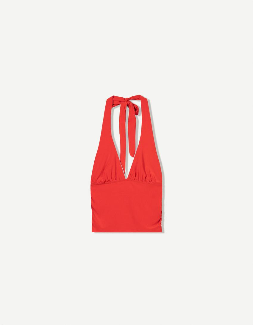 Gathered halter top - Women | Bershka
