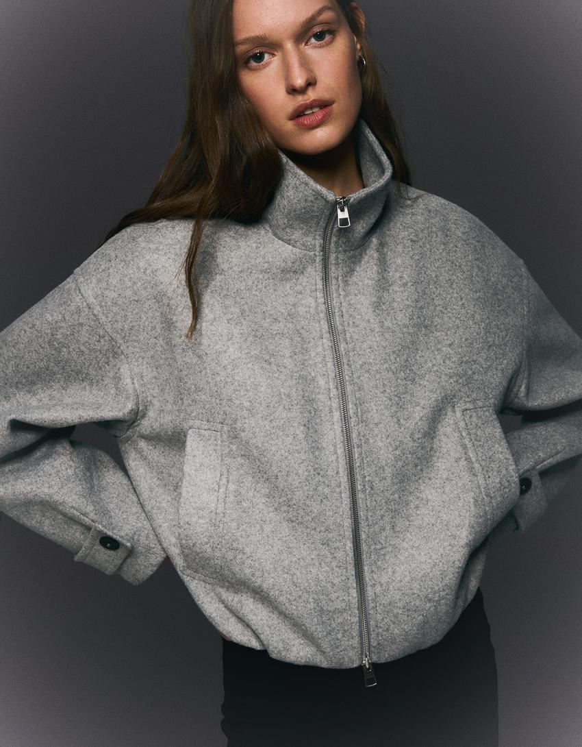 Soft touch zip-up jacket - Women | Bershka