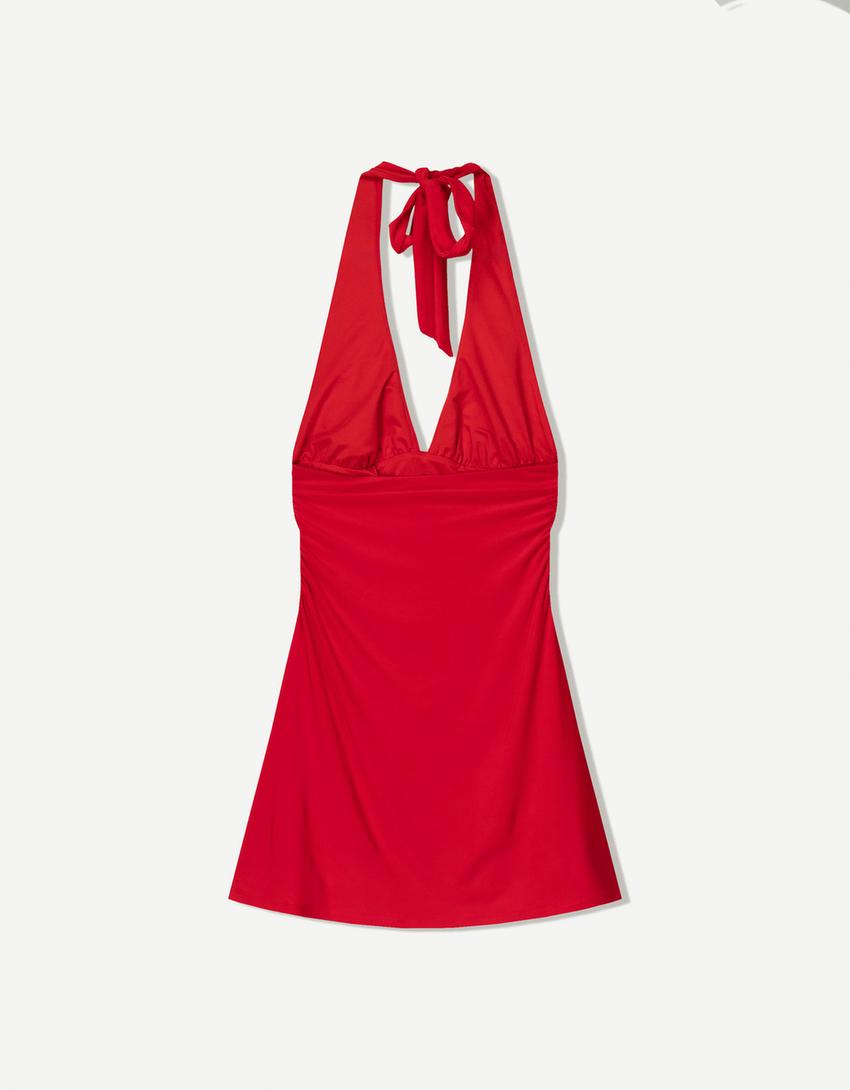 Sukienka mini z dekoltem halter - Kobieta | Bershka Sukienka mini z dekoltem halter - Kobieta | Bershka