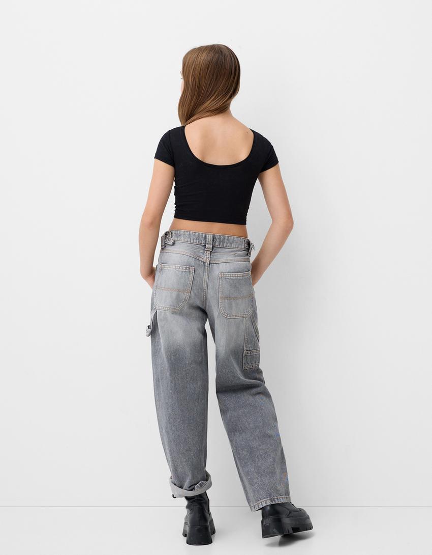 T-shirt met open rug en stras - Dames | Bershka