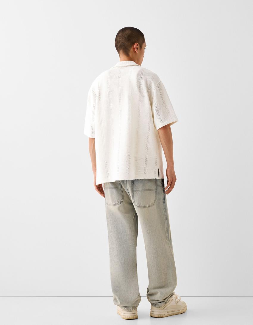 Rustic short sleeve open knit shirt - Men | Bershka