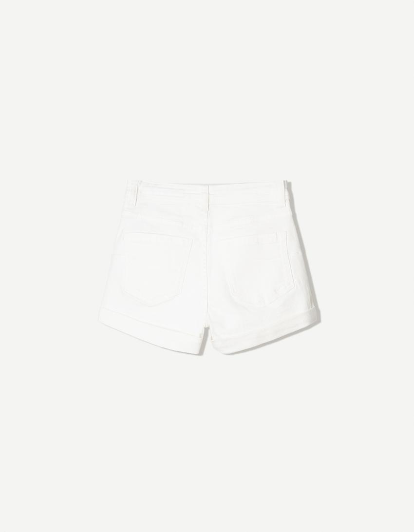 Roll Up Denim Shorts Bsk Teen Bershka