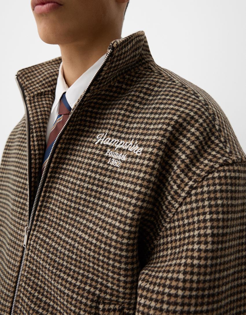 Houndstooth felt texture jacket - Men | Bershka